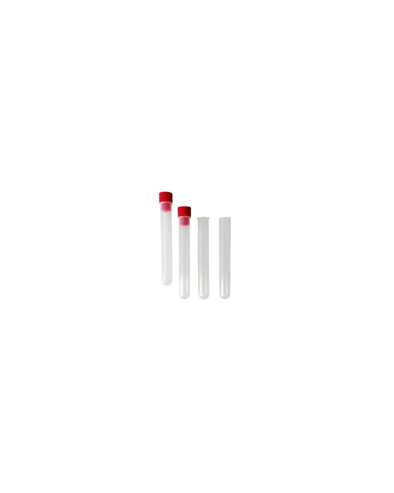 Tubes plastique bord droit fond rond, 10 ml, polystyrène