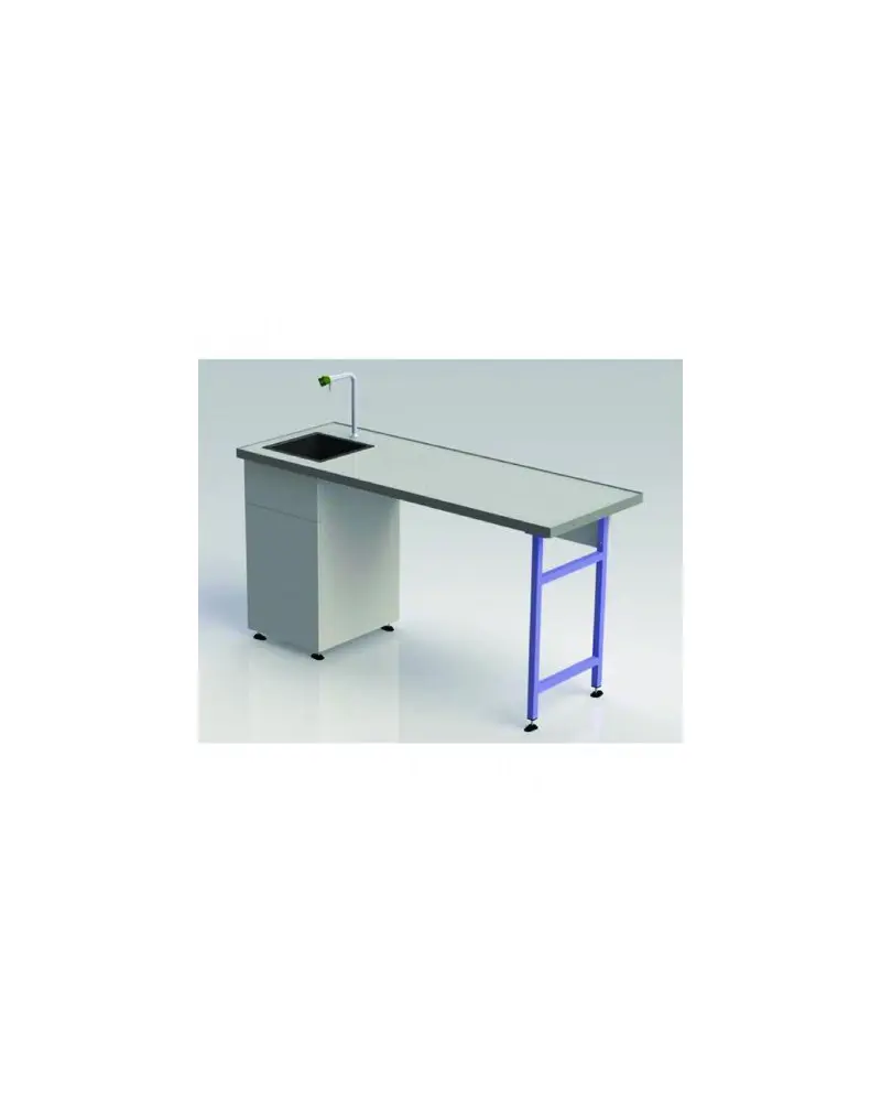 Table de laboratoire en acier avec évier