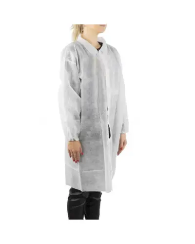 Blouse blanche de protection en polypropylène non-tissé non stérile