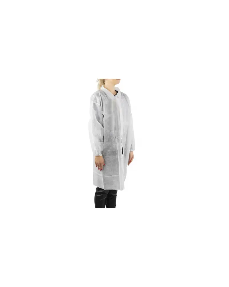 Blouse blanche de protection en polypropylène non-tissé non stérile