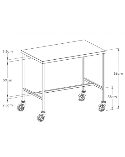 Table à instruments inox 1 plateau – dimensions 900×600 mm | SOCIMED